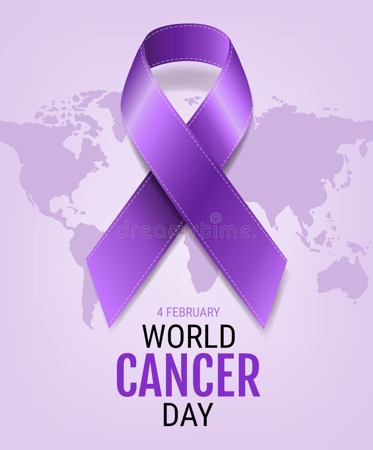 World Cancer Day with Realistic Violet Ribbon Stock Vector ...