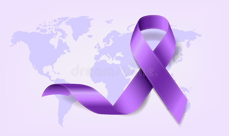 World Cancer Day with Violet Ribbon Card Stock Vector - Illustration of ...