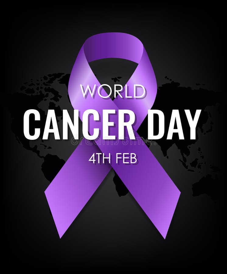 World Cancer Day and Violet Ribbon Card Stock Vector - Illustration of ...