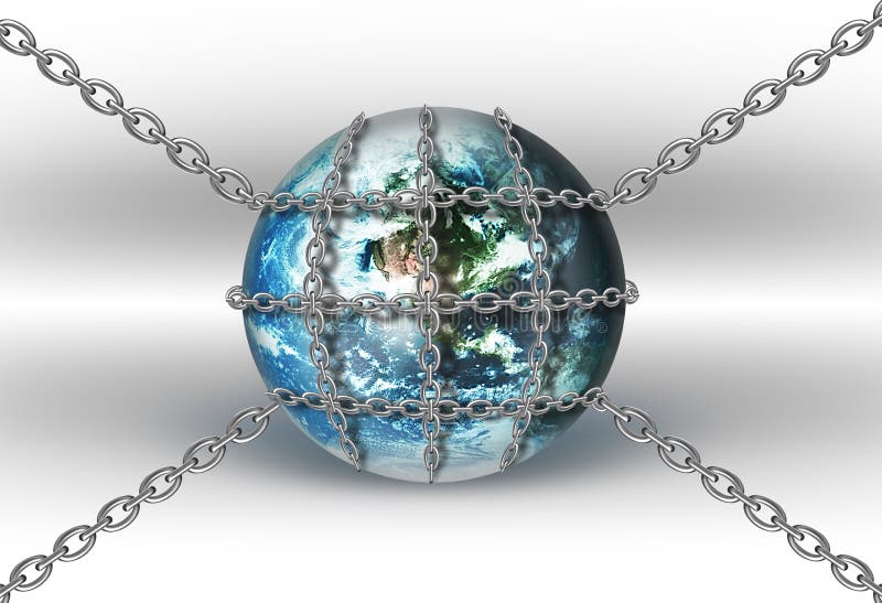 Earth Wrapped in Chains stock illustration. Illustration of metaphor ...