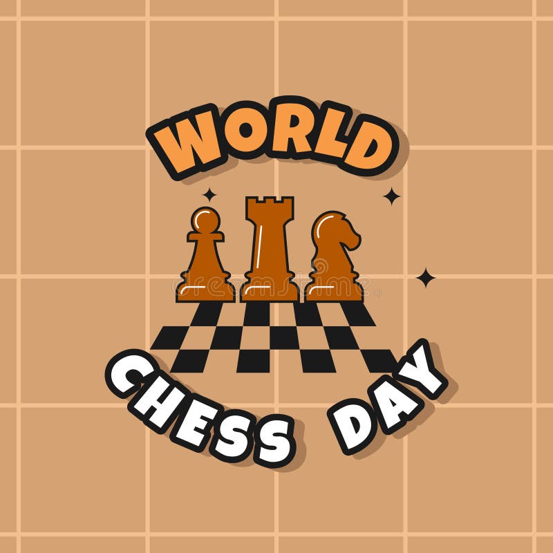 World Chess Day Groovy Vector Design Stock Vector - Illustration of ...