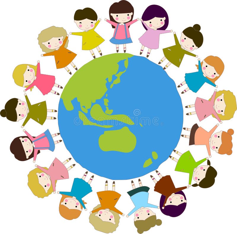Kids World - Children on Globe Stock Illustration - Illustration of ...