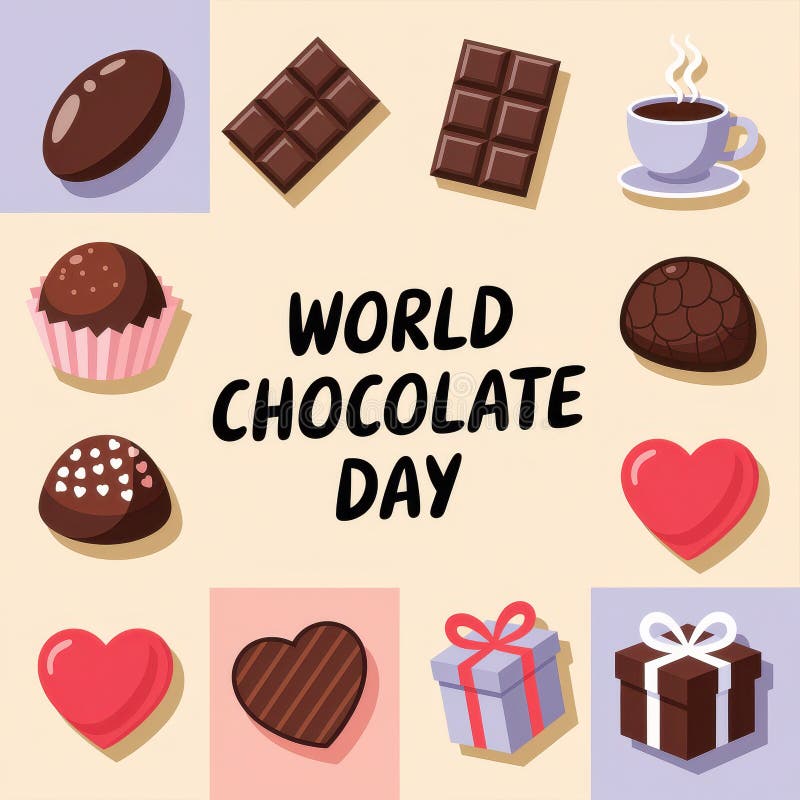 World Chocolate Day Celebration with Sweets, Hearts, and Gift Boxes in ...