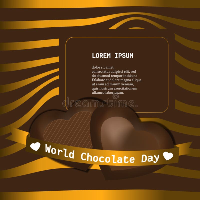 World Chocolate Day Elegant Background with Hearts Shaped Chocolates ...