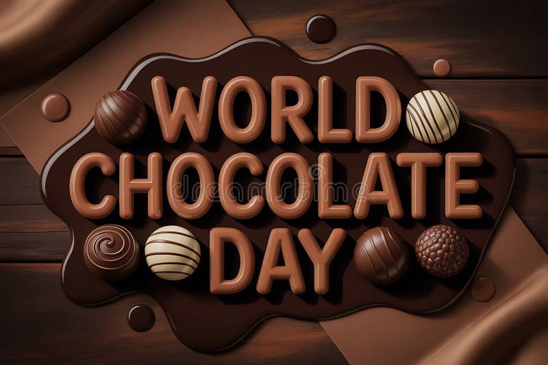 World Chocolate Day Flat Lay with Assorted Chocolates and Melting Text ...