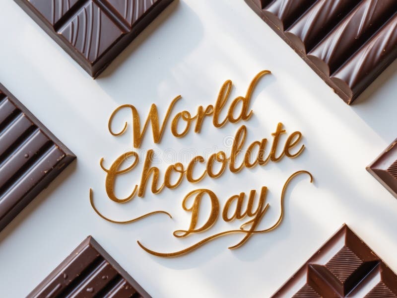 World Chocolate Day Flat Lay with Bar and Text. Stock Photo - Image of ...