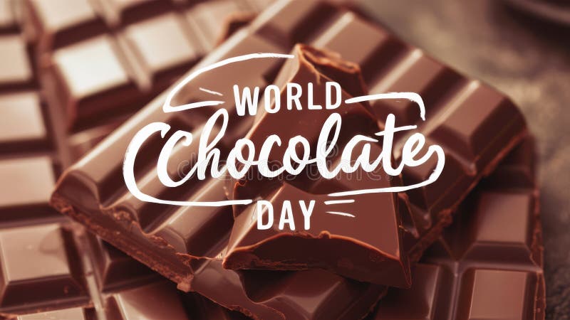 World Chocolate Day Logo with a Piece of Dark Chocolate, AI Stock Image ...