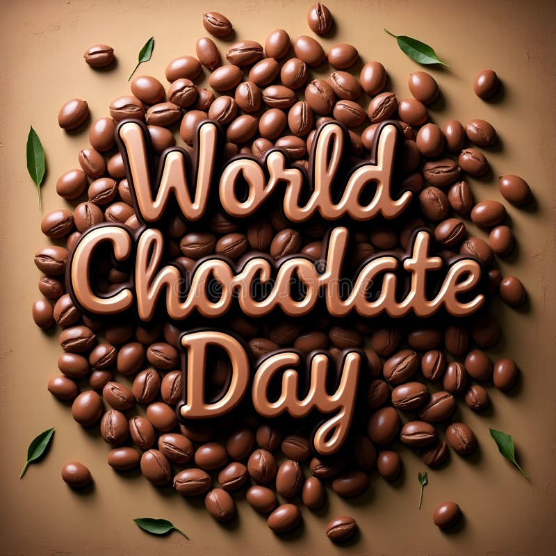 World Chocolate Day Poster: Rustic Background with Chocolate Beans and ...