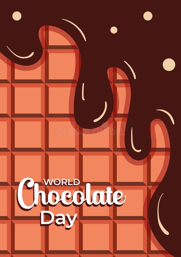 World Chocolate Day. Poster Template Design with Melted Chocolate ...