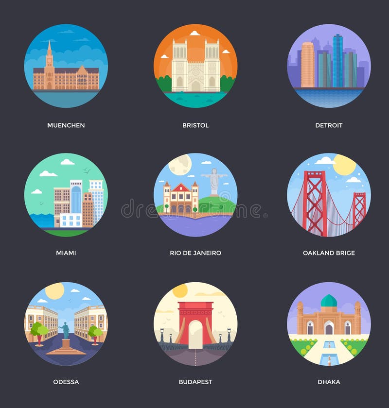 World Cities Illustration Vector Pack Stock Illustration - Illustration ...