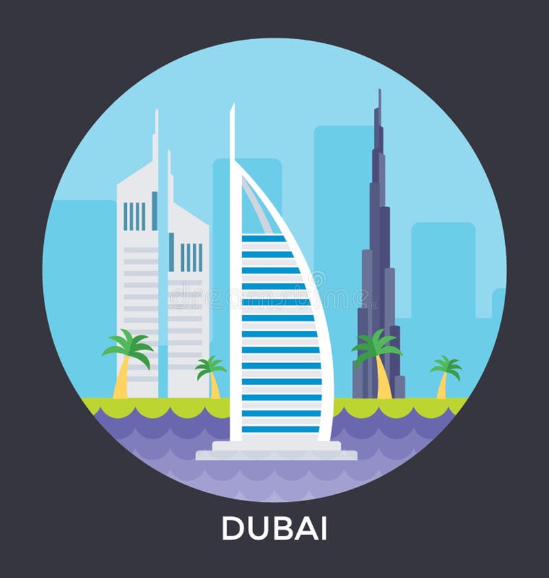 Dubai, UAE Vector Icon stock illustration. Illustration of burj - 100346387