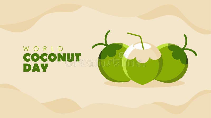World Coconut Day Banner Template Vector Stock Vector - Illustration of ...