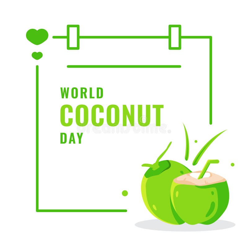 World Coconut Day Design Celebrate Stock Vector - Illustration of water ...