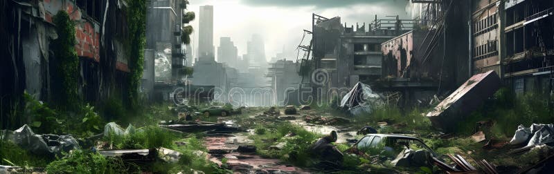 World Collapse Panoramic Scene . Doomsday Concept Stock Illustration ...