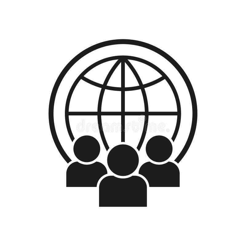 World Community. Globe with a Team of People. Vector Illustration ...