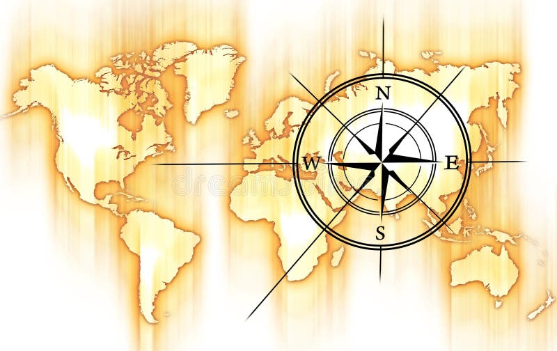 World Map And Compass Background Stock Vector - Illustration of ...