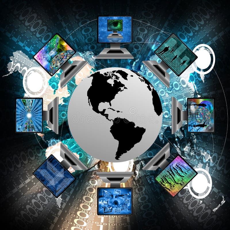 The world and computers stock illustration. Illustration of binary ...
