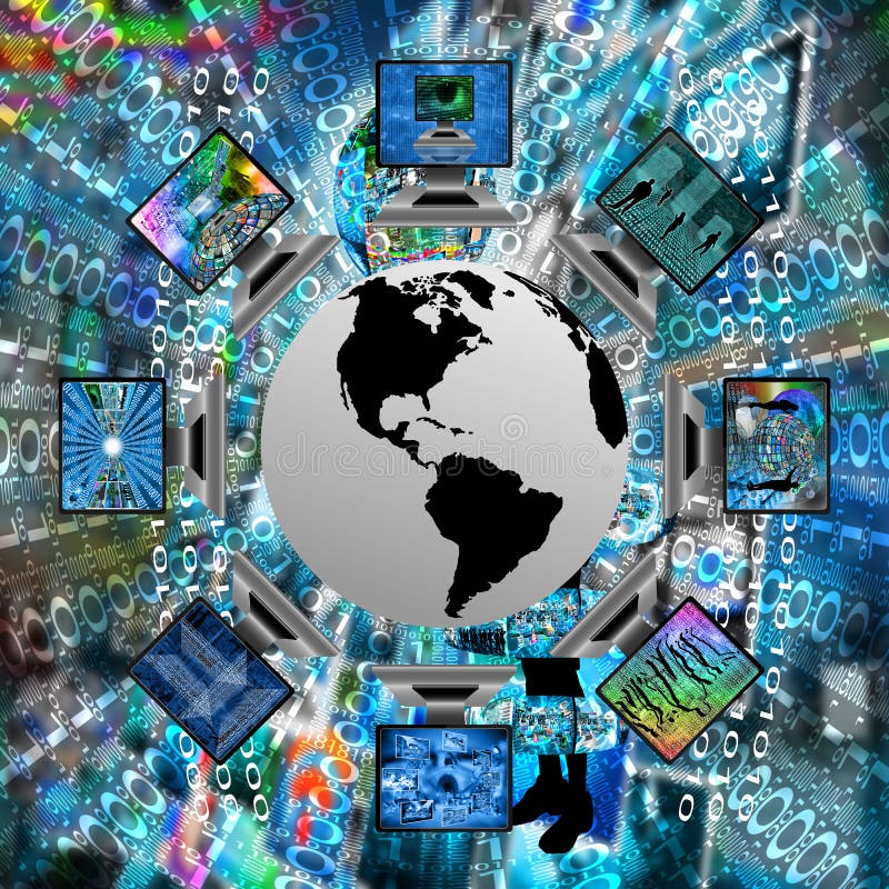 The world and computers stock illustration. Illustration of generation ...