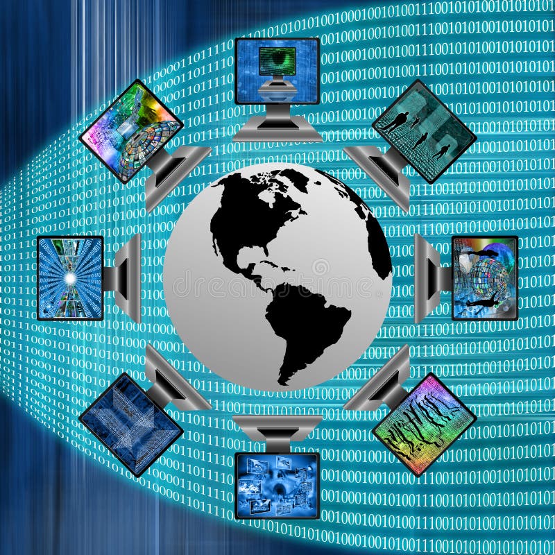 The world and computers stock illustration. Illustration of electronic ...