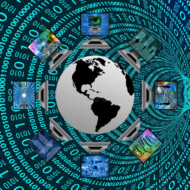 The world and computers stock illustration. Illustration of computer ...