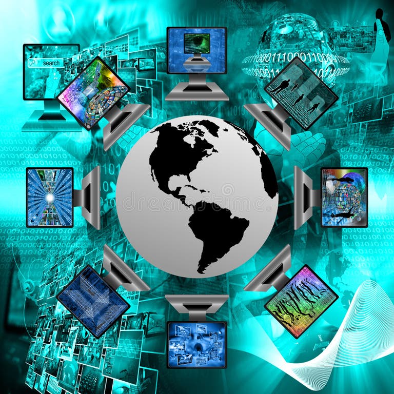 The world and computers stock illustration. Illustration of advanced ...