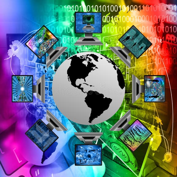 The world and computers stock illustration. Illustration of button ...