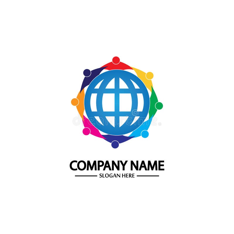 World Comunity Logo with People and Globe Illustration Design Vector ...