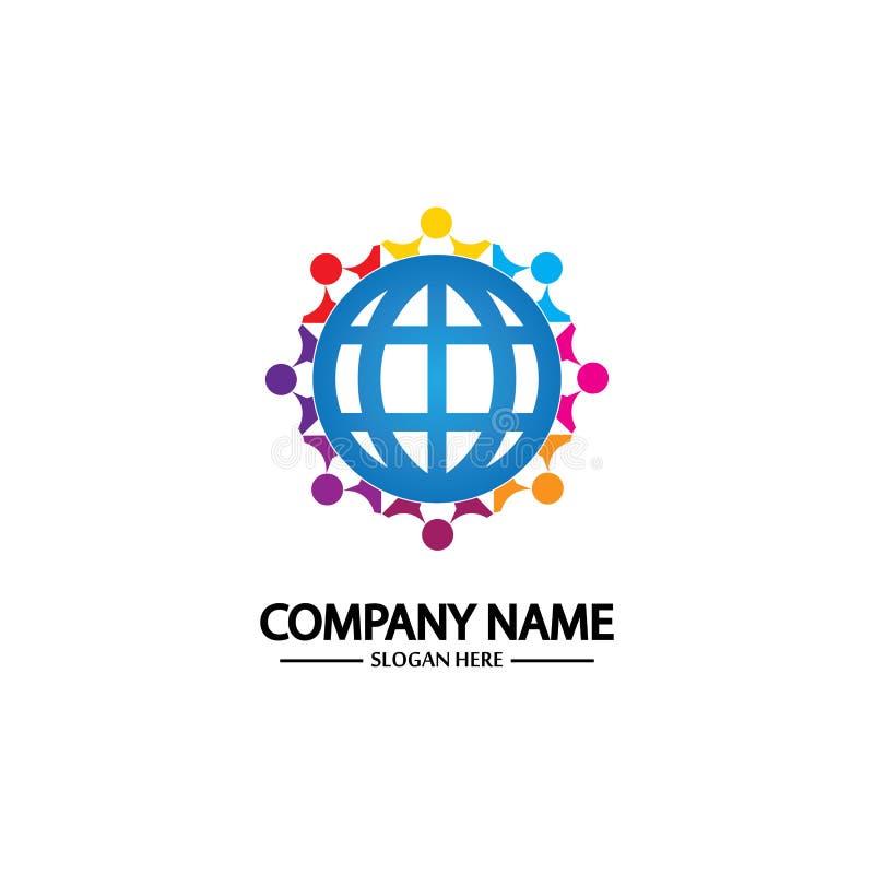 World Comunity Logo with People and Globe Illustration Design Vector ...