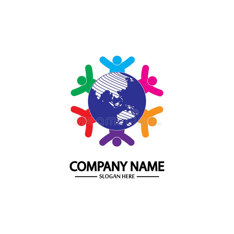 World Comunity Logo with People and Globe Illustration Design Vector ...