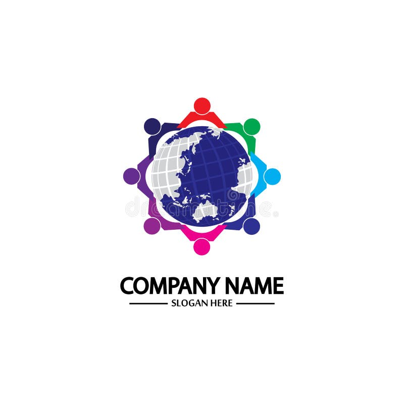 World Comunity Logo with People and Globe Illustration Design Vector ...