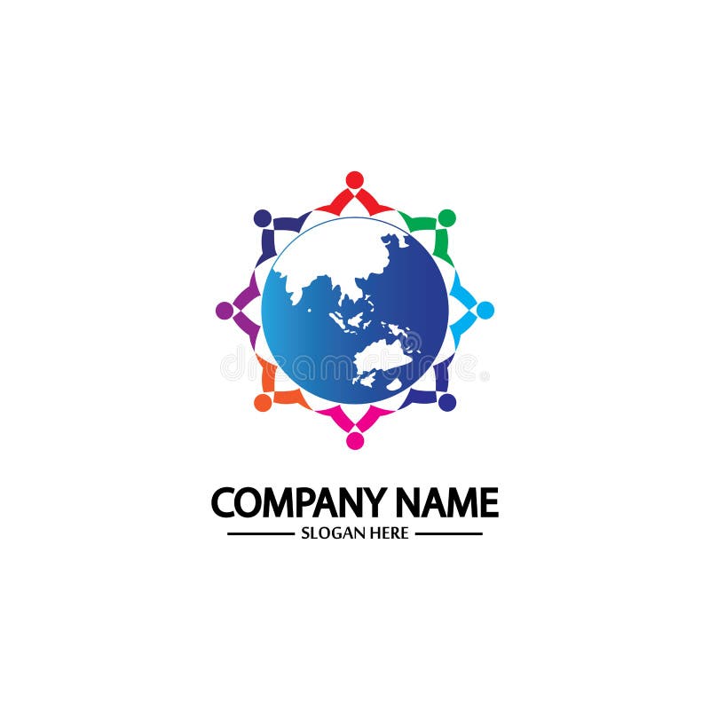 World Comunity Logo with People and Globe Illustration Design Vector ...
