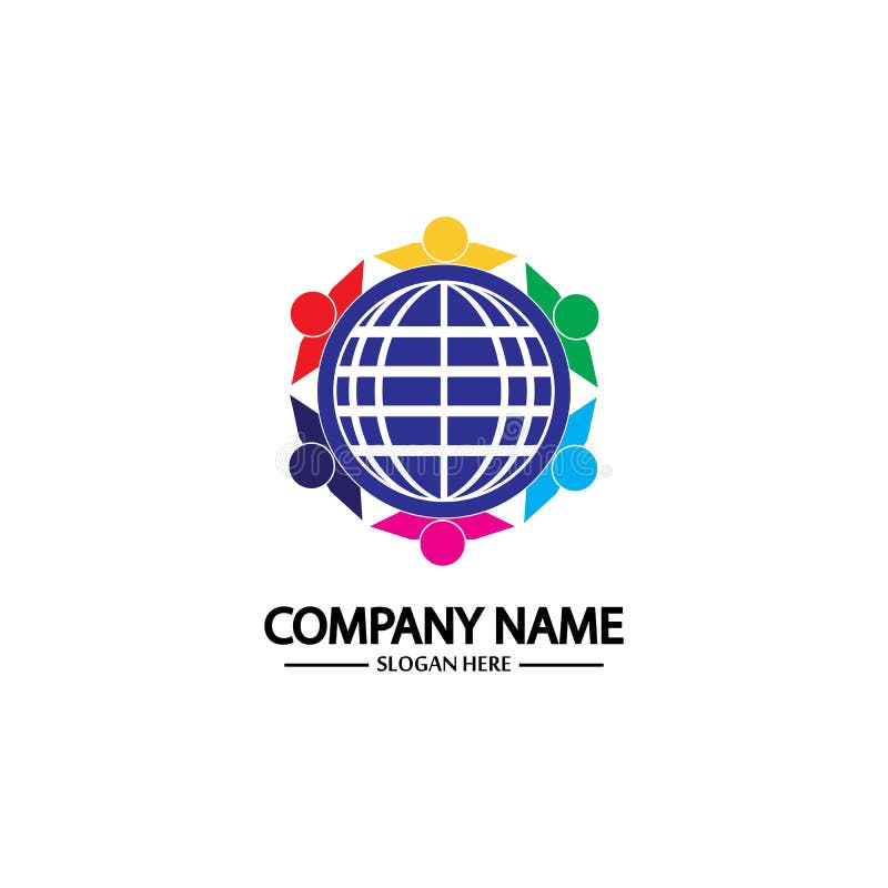 World Comunity Logo with People and Globe Illustration Design Vector ...