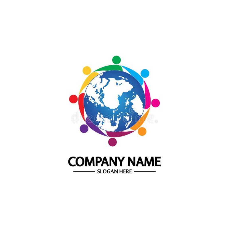 World Comunity Logo with People and Globe Illustration Design Vector ...