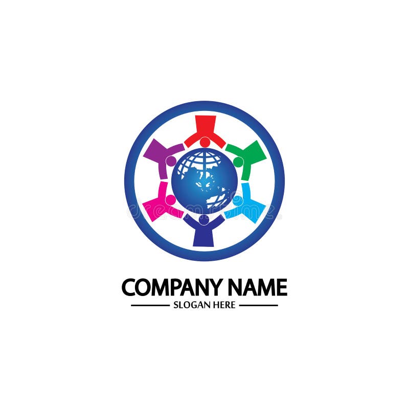 World Comunity Logo with People and Globe Illustration Design Vector ...
