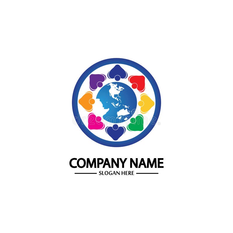 World Comunity Logo with People and Globe Illustration Design Vector ...