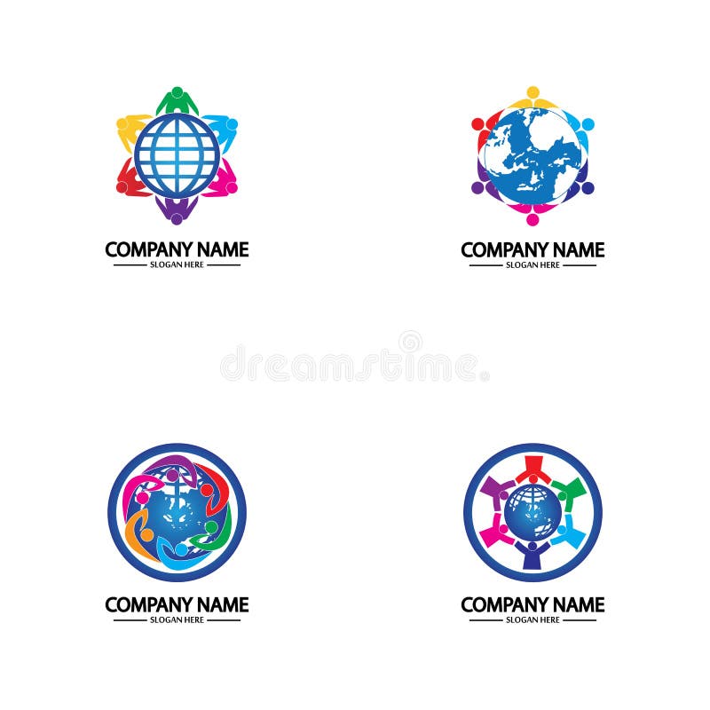 World Comunity Logo with People and Globe Illustration Design Vector ...