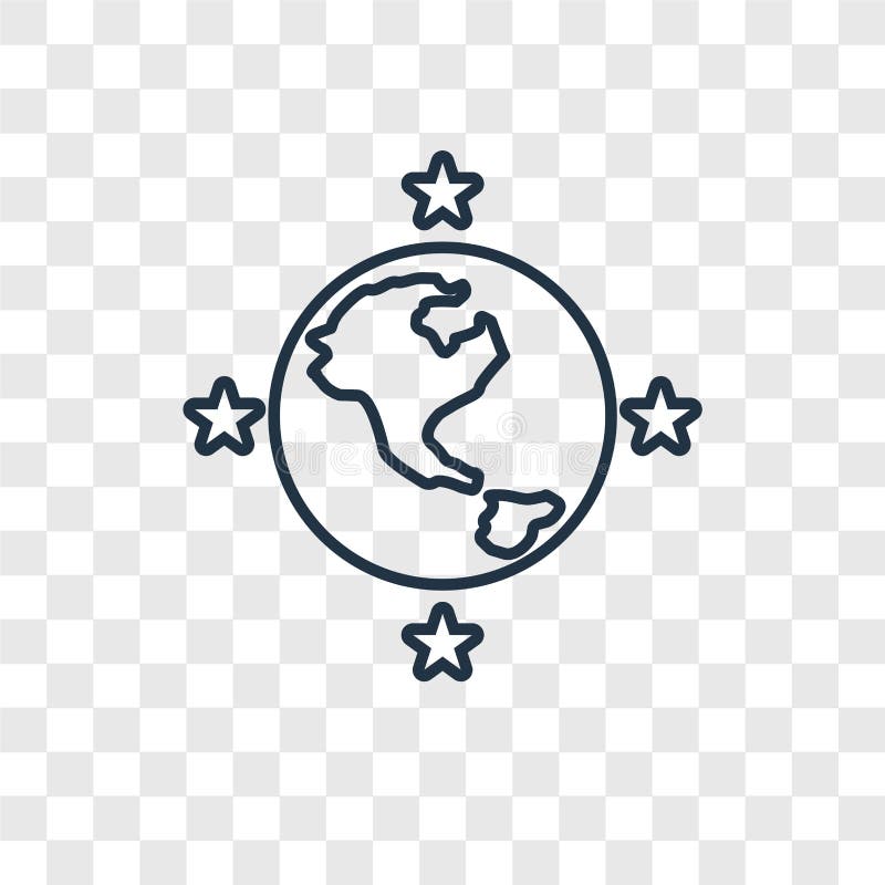 World Concept Vector Linear Icon Isolated on Transparent Background ...