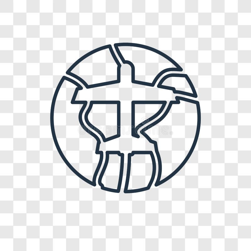 World Concept Vector Linear Icon Isolated on Transparent Background ...