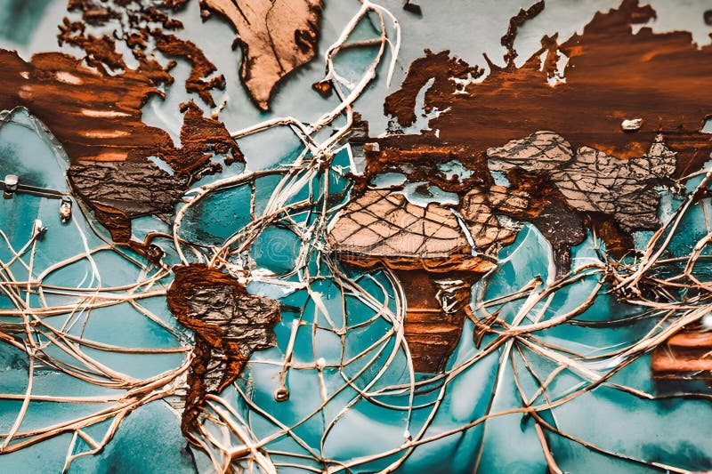World Connected by Copper Lines Stock Illustration - Illustration of ...