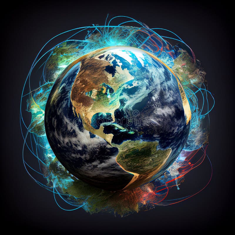 World Connected by the Internet, Planet Earth with Wires, Cyberspace ... World Connected by the Internet, Planet Earth with Wires, Cyberspace ...