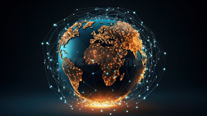 World Connected with Network. Global Networking Concept Stock ...
