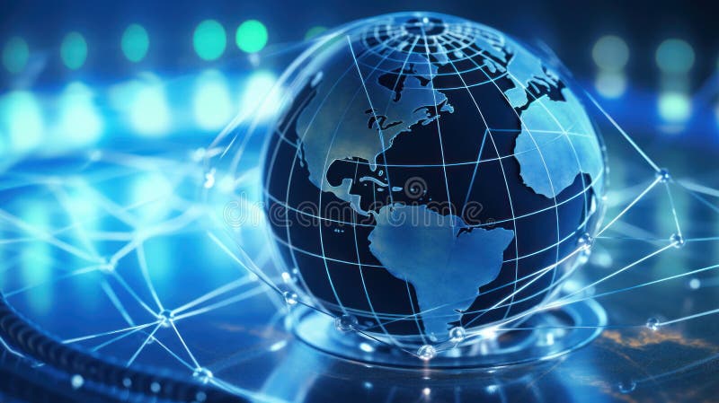 World Connected with Network. Global Networking Concept Stock ...