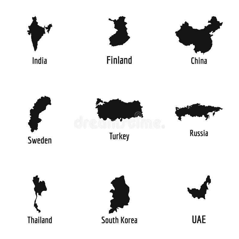 Country Icons Set, Simple Style Stock Vector - Illustration of ...