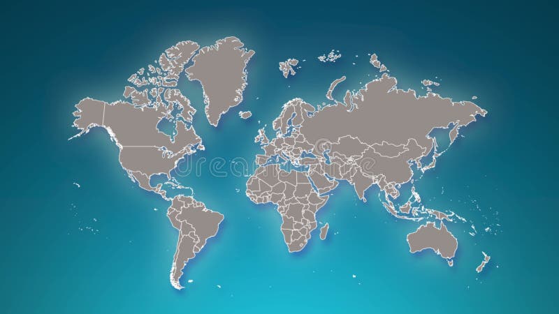 World Country Map with Zoom in Realistic Clouds Fly through. Camera ...