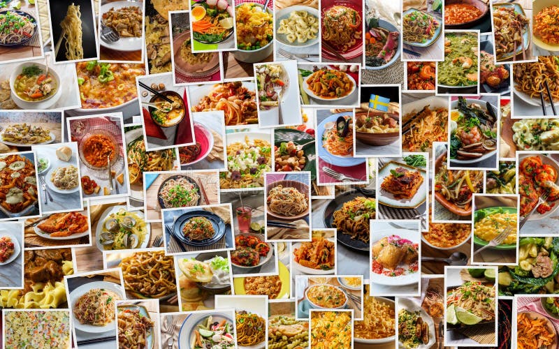 World Cuisine Pasta Collage Stock Photo - Image of fideos, cuisine ...