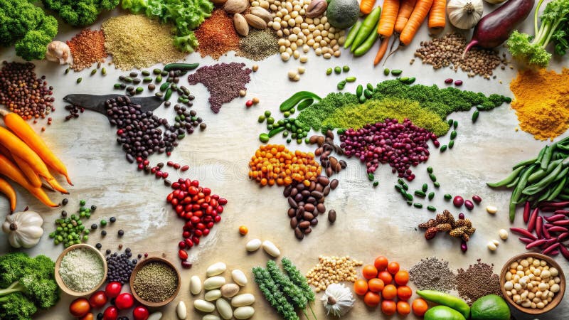 A World of Culinary Delights Diverse Ingredients Arranged in a Global ...