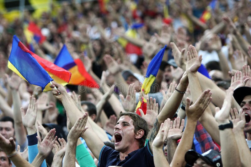 Romanian Crowd Waving Flags Editorial Photography - Image of king ...