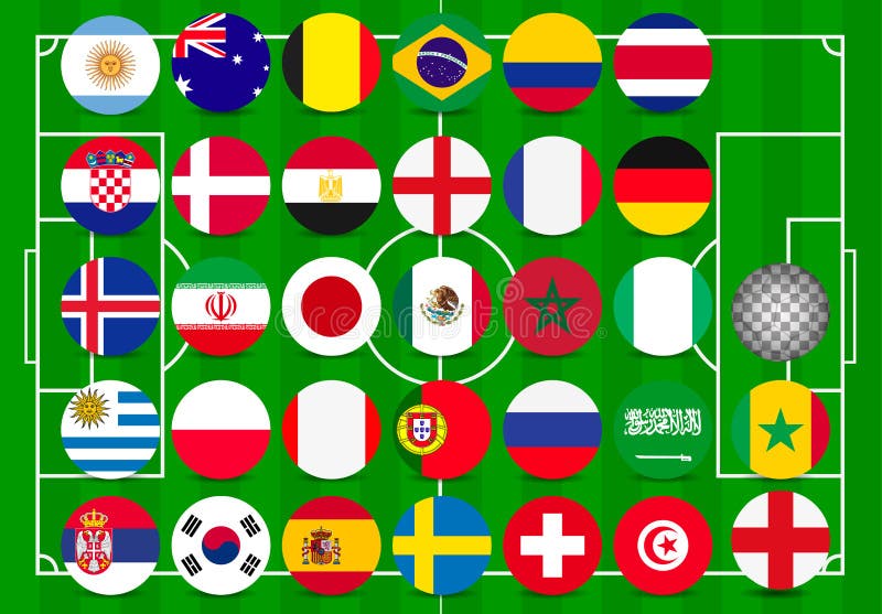 World Cup 2018, All Qualified Teams Flags. 32 Team Stock Illustration ...