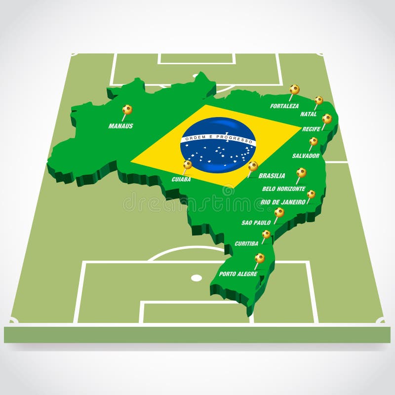 Brazil 2014 World Soccer Championship Country Map Ball Shape Ill Stock ...