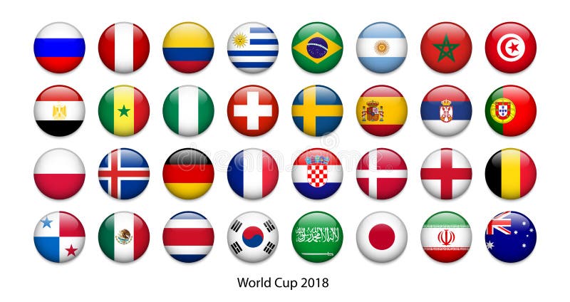 WORLD CUP 2018 - Flag Buttons Stock Illustration - Illustration of ...